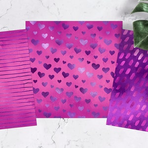 Purple & Pink Foil Digital Paper, Seamless Textures, Girly, Digital ...