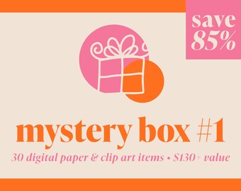 Mystery Box Clip Art and Digital Paper Scrapbook Paper Pack | Etsy