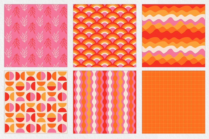 Retro Digital Paper Set Seamless Textures 70s Patterns - Etsy