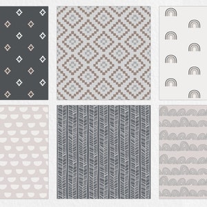 Neutral Boho Digital Paper Set, Seamless Textures, Boho Patterns ...