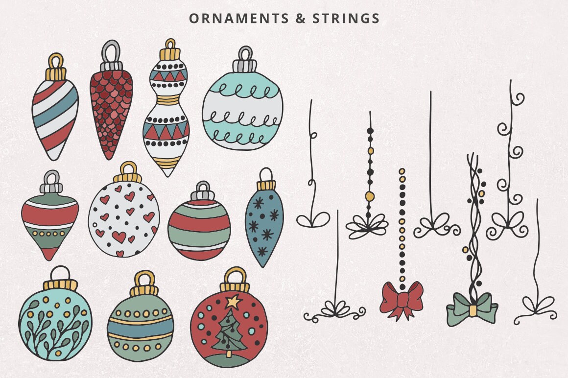 Hand Drawn Winter Clip Art Set Christmas Clipart Holiday | Etsy