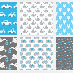 Blue Nursery Digital Paper Set, Seamless Textures, Baby Boy, Baby ...