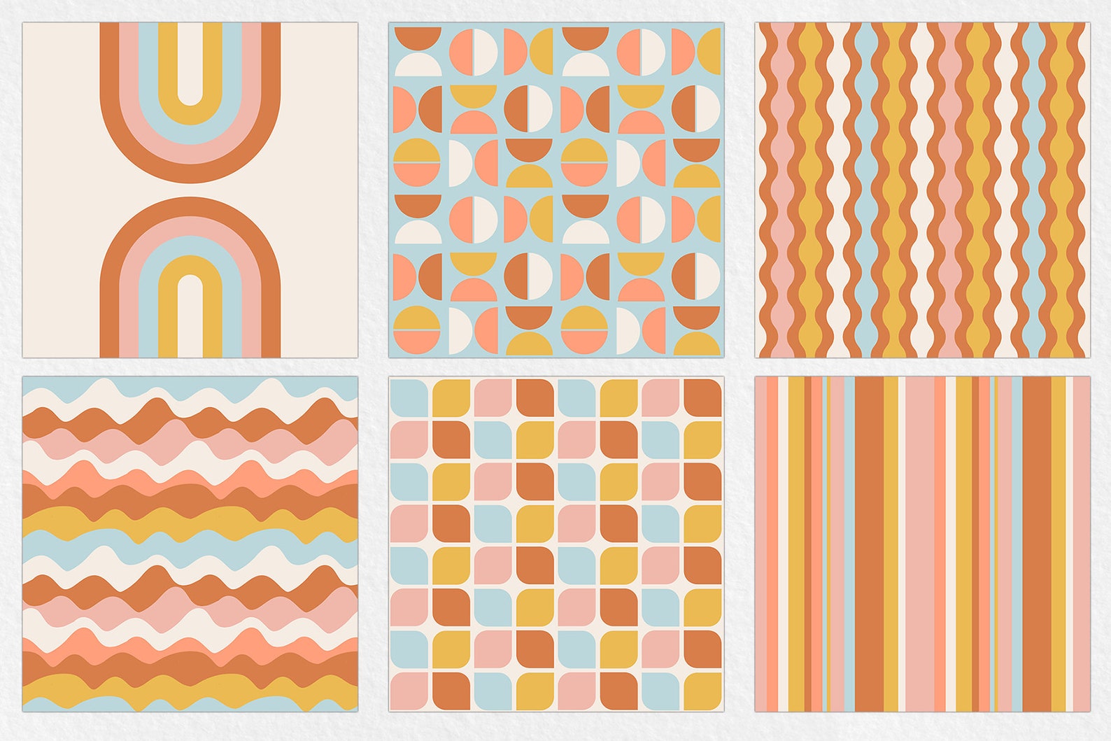 Retro Digital Paper Set Seamless Textures 70s Patterns - Etsy