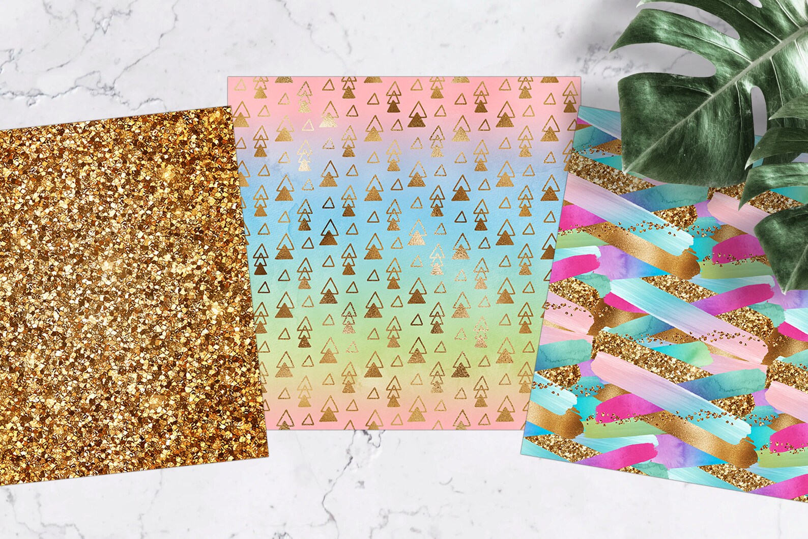 Rainbow Gold Digital Paper Seamless Patterns Pastel Digital - Etsy