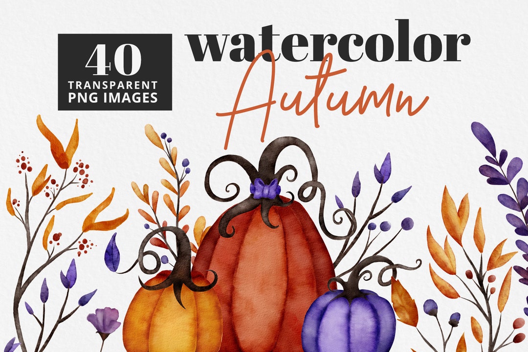Watercolor Fall Clip Art Set, Autumn Clipart, Watercolor Leaves ...