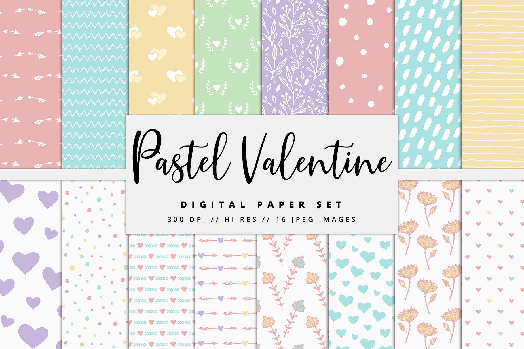 Pastel Valentine's Day Digital Paper Pastel Digital - Etsy
