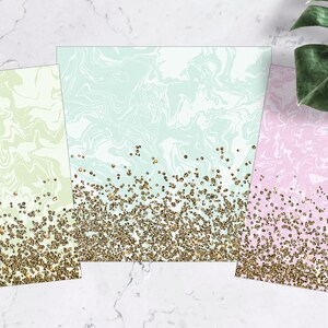 Pastel Marble Glitter Digital Paper, Marble Textures, Glitter Border ...