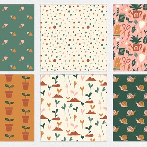 Gardening Digital Paper Set, Seamless Textures, Summer Patterns, Spring ...