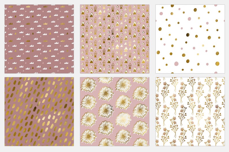 Blush & Gold Foil Digital Paper Gold Foil Textures Floral - Etsy
