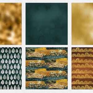 Modern Digital Paper Set, Foil, Seamless Textures, Summer, Trendy, Boho ...