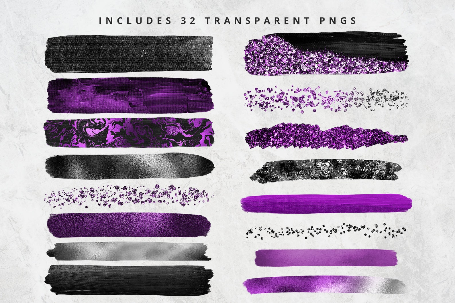 Purple and Black Brush Strokes Clipart Paint Strokes PNG - Etsy
