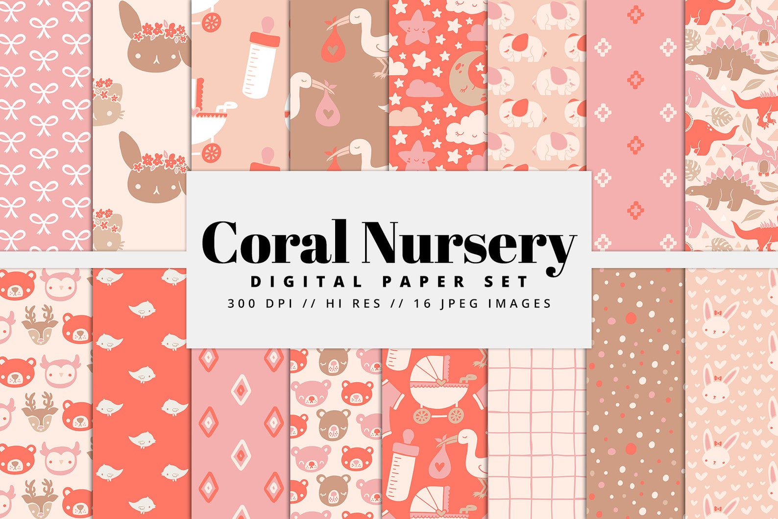 Nursery Digital Paper Set Seamless Textures Baby Patterns - Etsy 日本