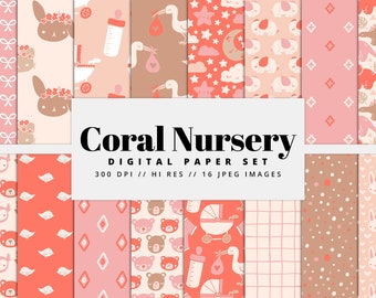Nursery Digital Paper Set Seamless Textures Baby Patterns | Etsy
