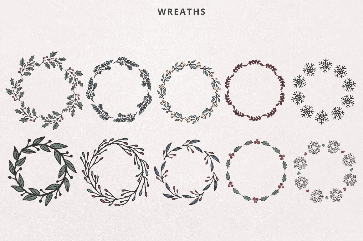 Hand Drawn Winter Clip Art Set Christmas Clipart Holiday | Etsy