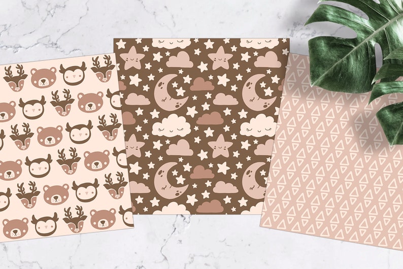 Neutral Nursery Digital Paper Set Seamless Textures Boho | Etsy