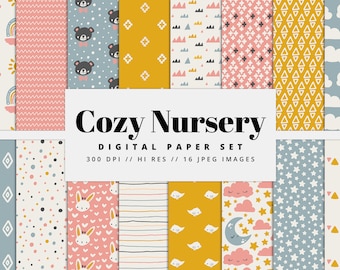 Boho Baby Scrapbook Paper Digital Backdrops Printable - Etsy