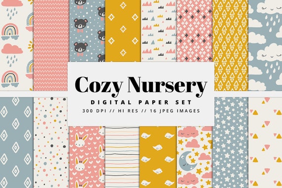 Nursery Digital Paper Set Seamless Textures Baby Patterns | Etsy
