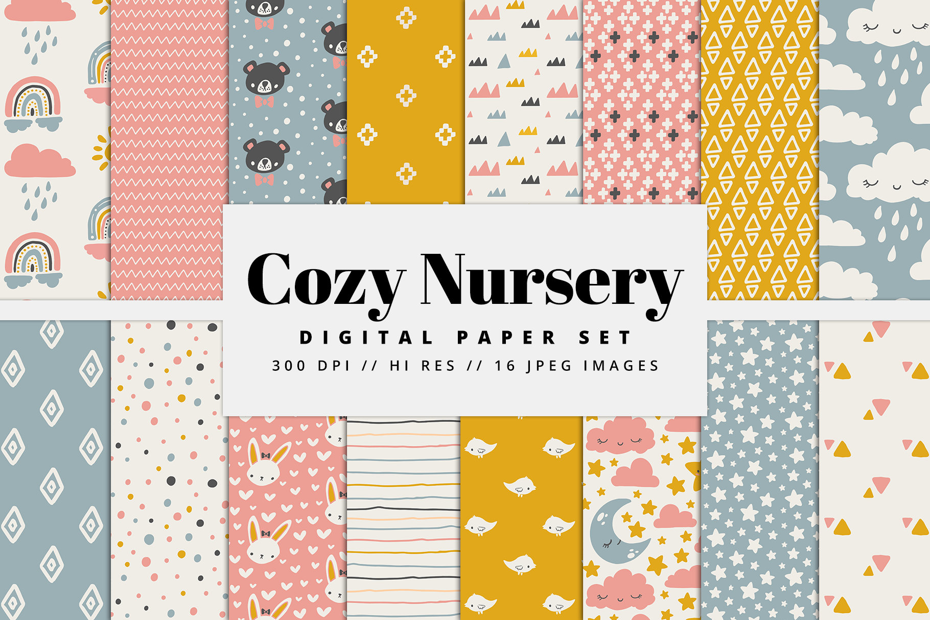Nursery Digital Paper Set Seamless Textures Baby Patterns - Etsy