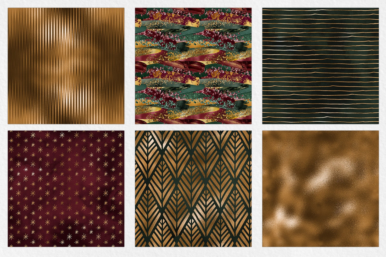 Christmas Digital Paper Set Foil Seamless Textures Holiday | Etsy