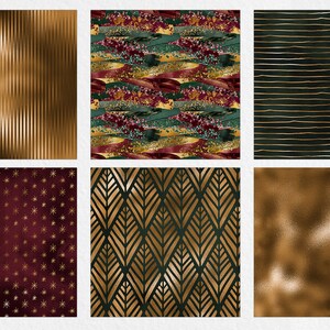 Christmas Digital Paper Set, Foil, Seamless Textures, Holiday, Seasonal ...