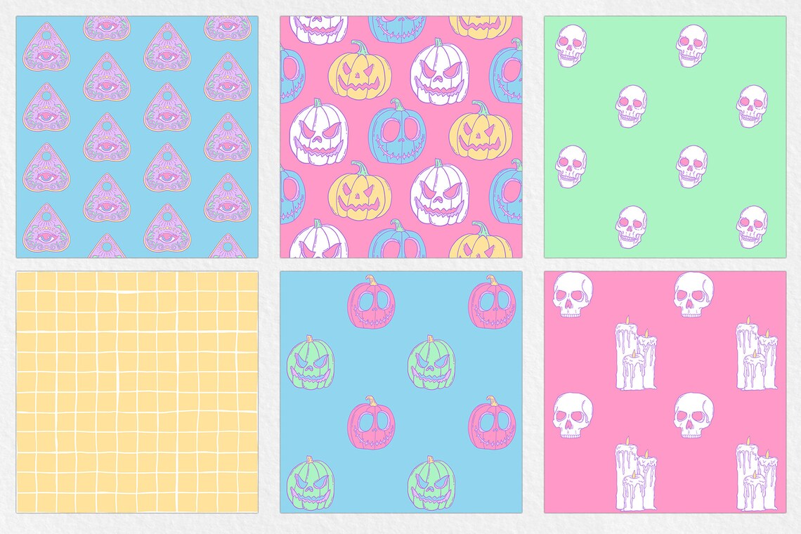 Pastel Halloween Digital Paper Set, Seamless Textures, Halloween ...
