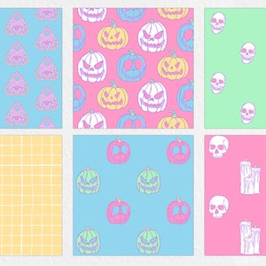 Pastel Halloween Digital Paper Set, Seamless Textures, Halloween ...