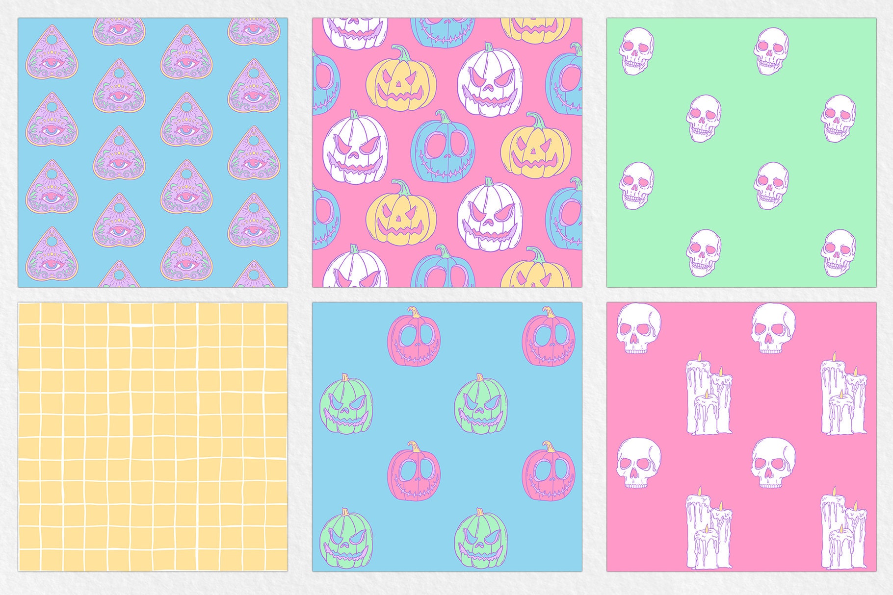 Pastel Halloween Digital Paper Set Seamless Textures - Etsy