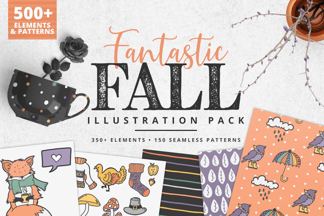 Hand Drawn Fall Clip Art Set, Autumn Clipart, Halloween Clipart ...