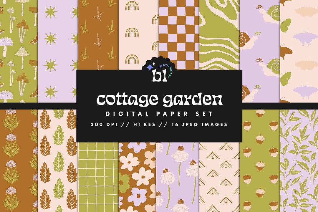 Vintage Digital Paper Set, Retro Seamless Textures, Floral Patterns ...