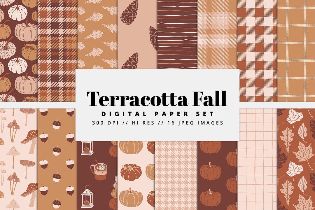 Terracotta Fall Seamless Digital Paper, Autumn Patterns, Fall ...