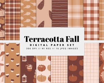 Fall Foliage Digital Paper Set Seamless Textures Autumn | Etsy