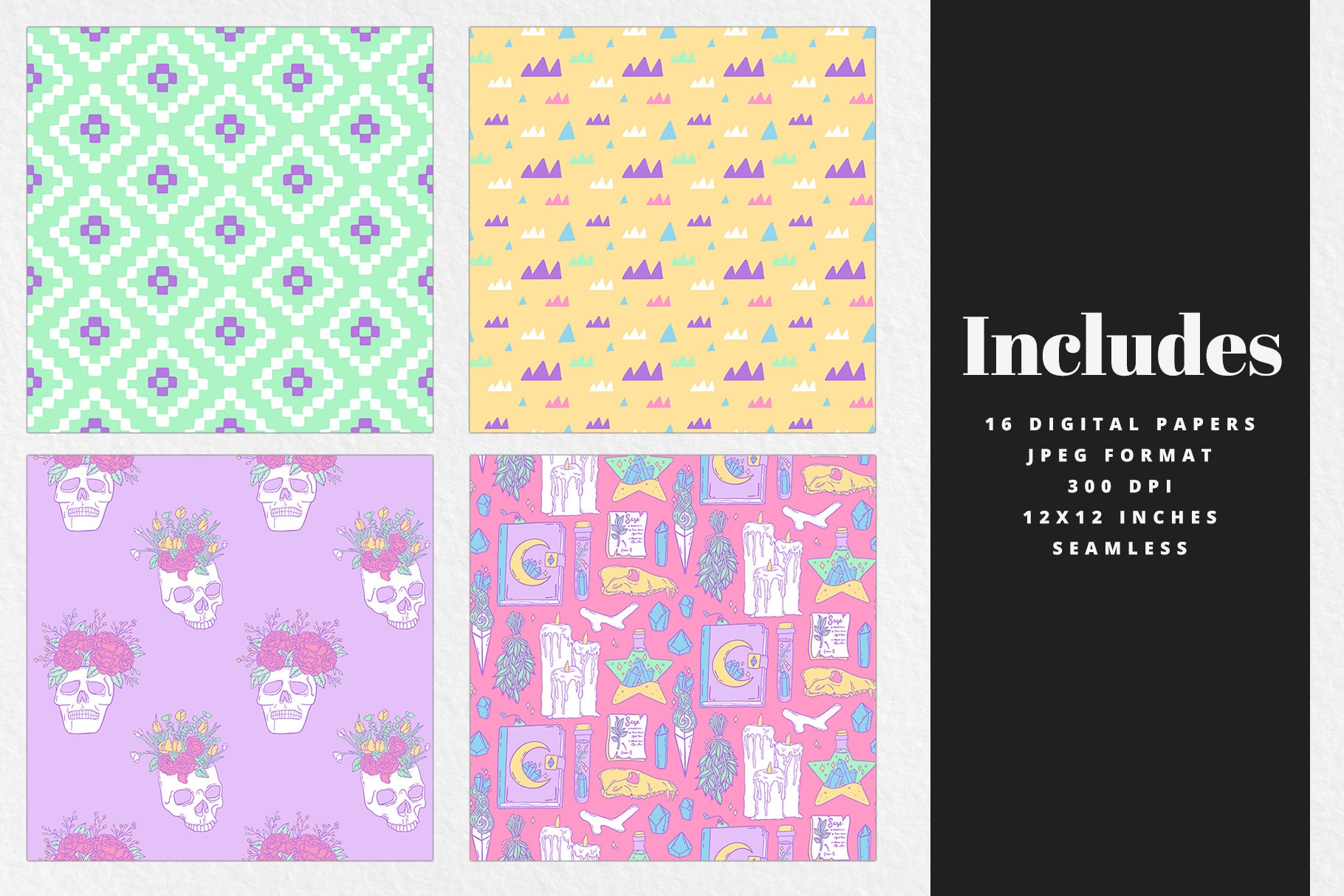 Pastel Halloween Digital Paper Set Seamless Textures - Etsy