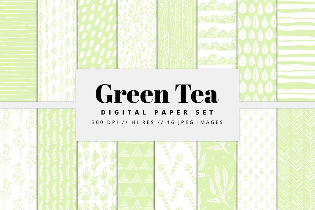 Green Tea Green Pastel Digital Paper, Printable Paper, Pastel Patterns ...