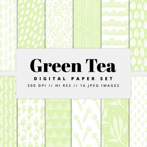 Green Tea Green Pastel Digital Paper, Printable Paper, Pastel Patterns ...