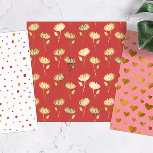 Valentine's Day Gold Foil Digital Paper, Gold Foil, Valentine, Hearts ...