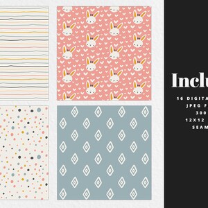 Nursery Digital Paper Set, Seamless Textures, Baby Patterns, Childrens ...