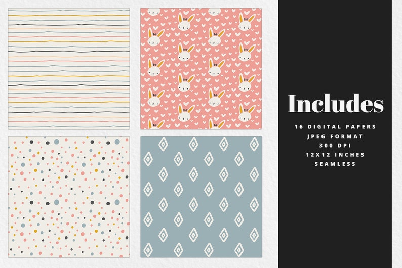 Nursery Digital Paper Set Seamless Textures Baby Patterns - Etsy