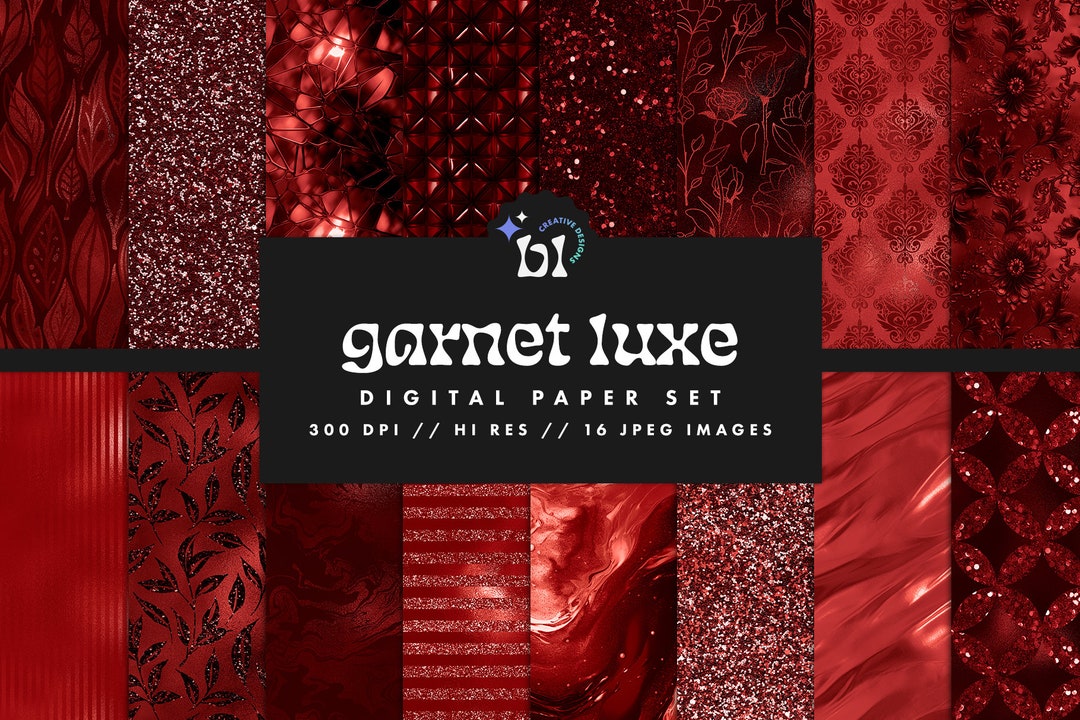 Garnet Luxe Digital Paper Set, Seamless Textures, Luxury Patterns ...
