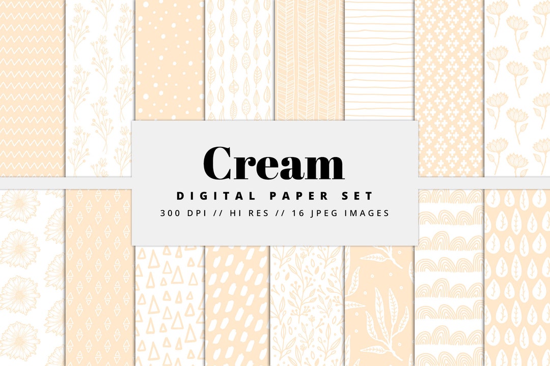 Cream Pastel Digital Paper, Printable Paper, Pastel Patterns, Instant ...