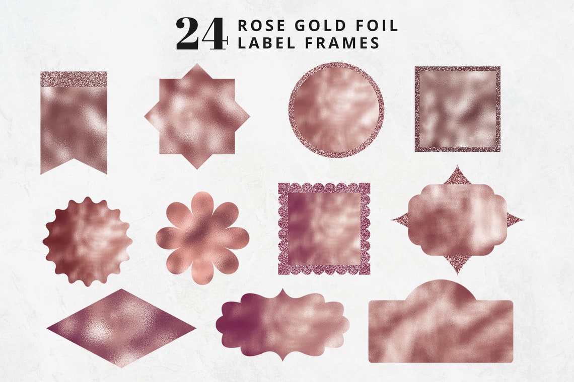 Rose Gold Foil Label Frames Label Frame Clip Art Rose Gold | Etsy