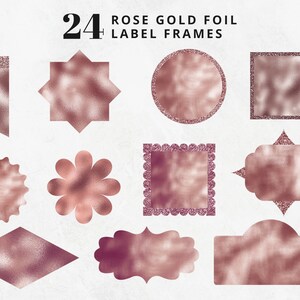 Rose Gold Foil Label Frames, Label Frame Clip Art, Rose Gold Foil ...