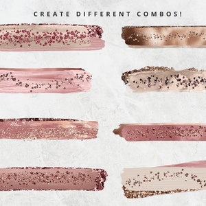Blush and Cream Brush Strokes Clipart, Paint Strokes, PNG, Rose Gold ...
