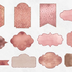 Blush Rose Gold Watercolor Label Frames, Watercolor Clipart, Watercolor ...