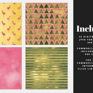 Tropical Digital Paper Set, Foil, Seamless Textures, Summer, Digital ...