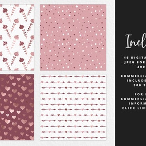 Valentine's Day Rose Gold Digital Paper, Gold Foil, Valentine, Hearts ...