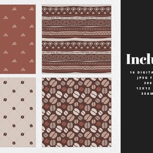Coffee Digital Paper Set, Seamless Textures, Cafe Patterns, Coffeehouse ...
