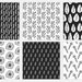 Black and White Floral Digital Paper, Hand-drawn Flowers, Geometric ...