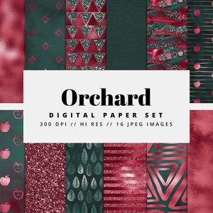 Orchard Apple Digital Paper Set, Foil, Seamless Textures, Apple ...