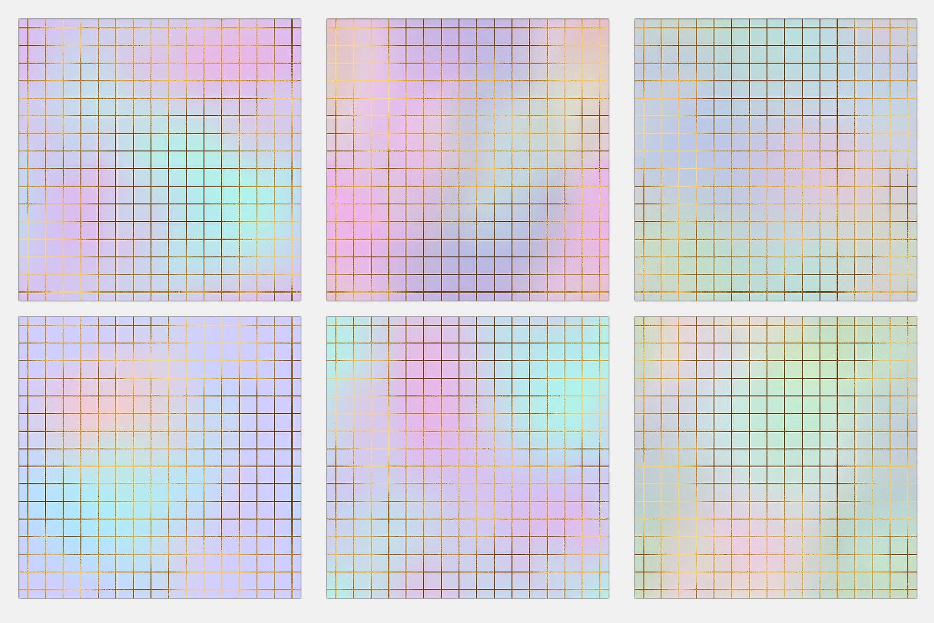 Holo Gold Grid Digital Paper, Grid Patterns, Holographic Patterns ...