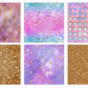 Pastel Galaxy Foil Digital Paper, Seamless Textures, Digital Metallic ...